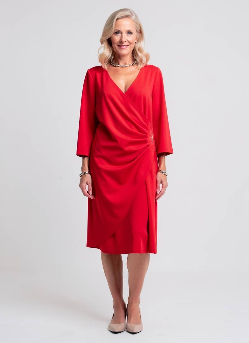 Robe Mi-longue Manches Longues Rouge Gregory Pat Femme - 2821560-rouge0 ...