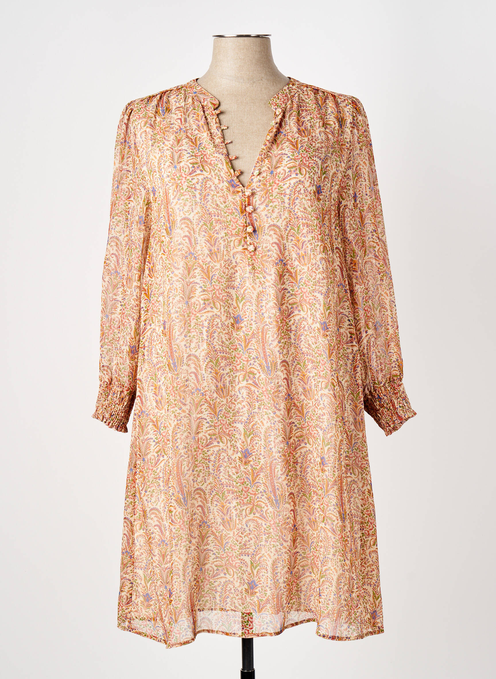 Robe Mi-longue Imprimé Fantaisie Orange Elora Femme - 2545350-orange | Modz